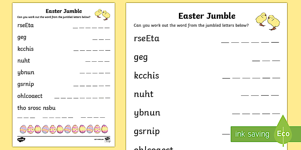 Easter Jumble Anagram Activity - Teaching Resources - Twinkl