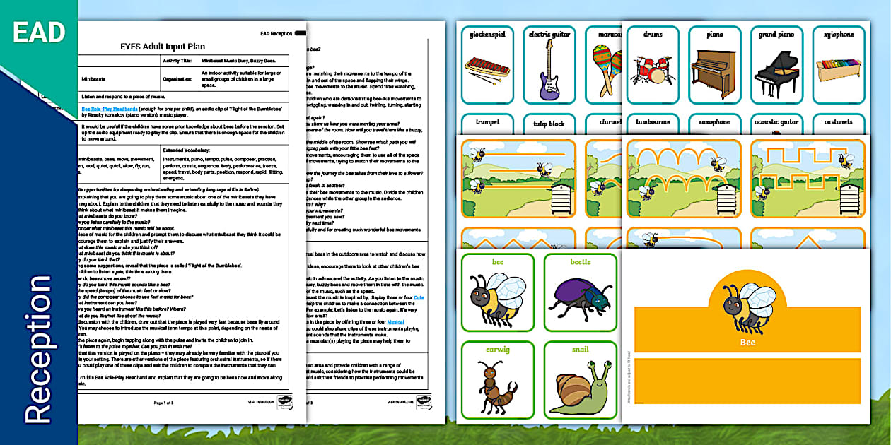 EYFS Minibeast Music Busy, Buzzy Bees Adult Input Plan