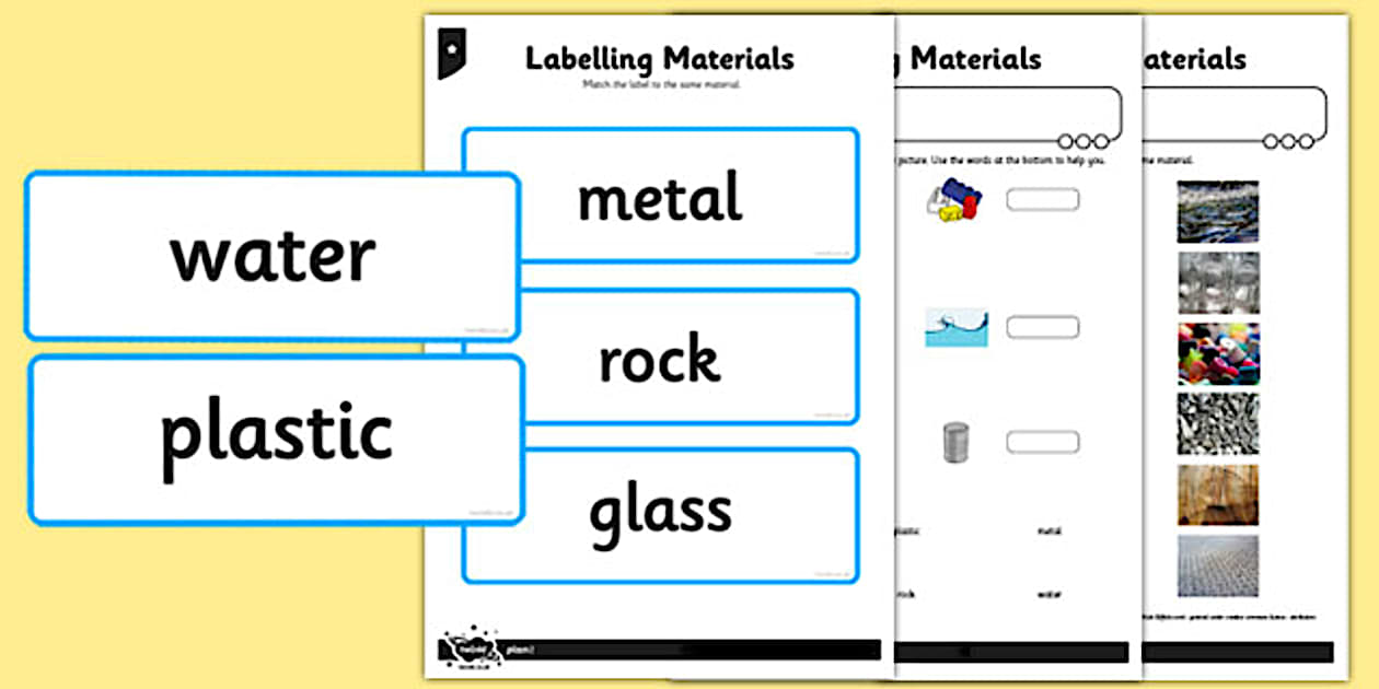 Labelling Materials Worksheet - Primary Resources - Twinkl