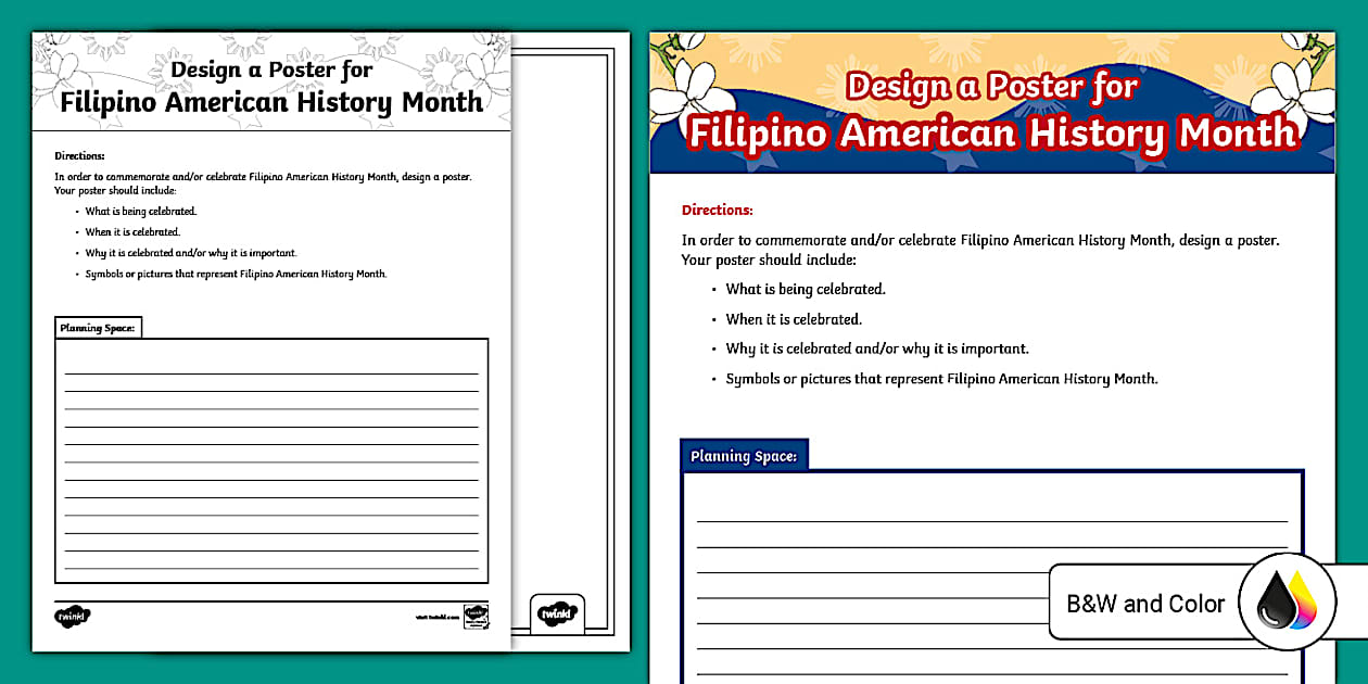 Design a Poster for Filipino American History Month Worksheet