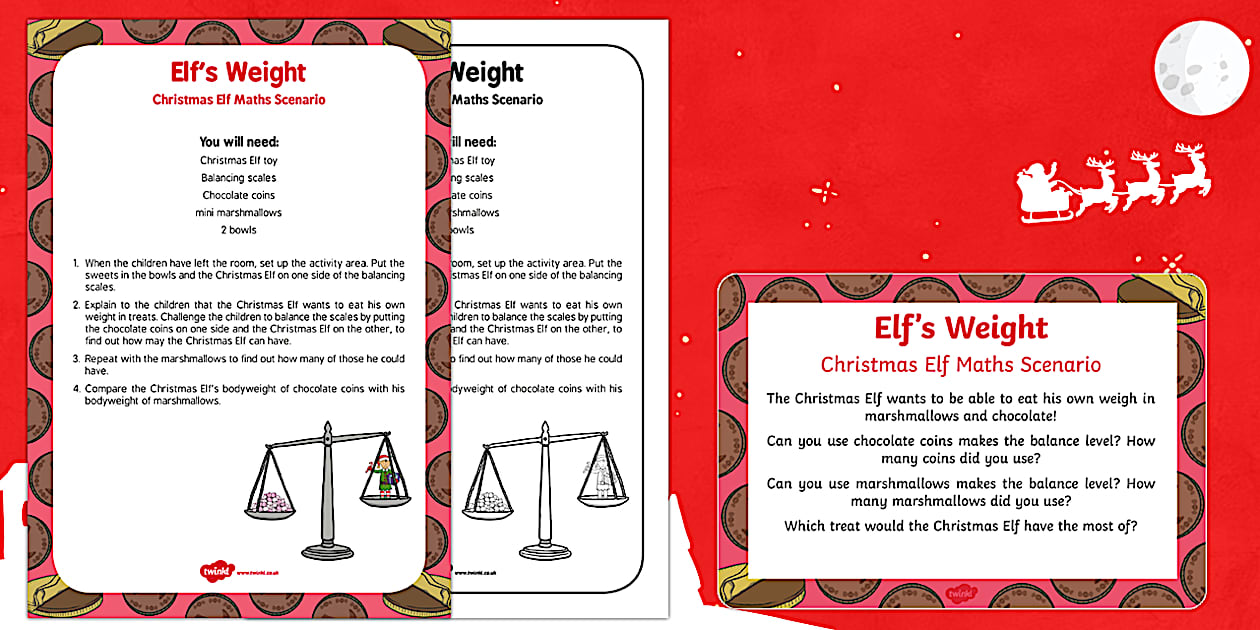 Elf's Weight - Christmas Maths Scenario - Twinkl
