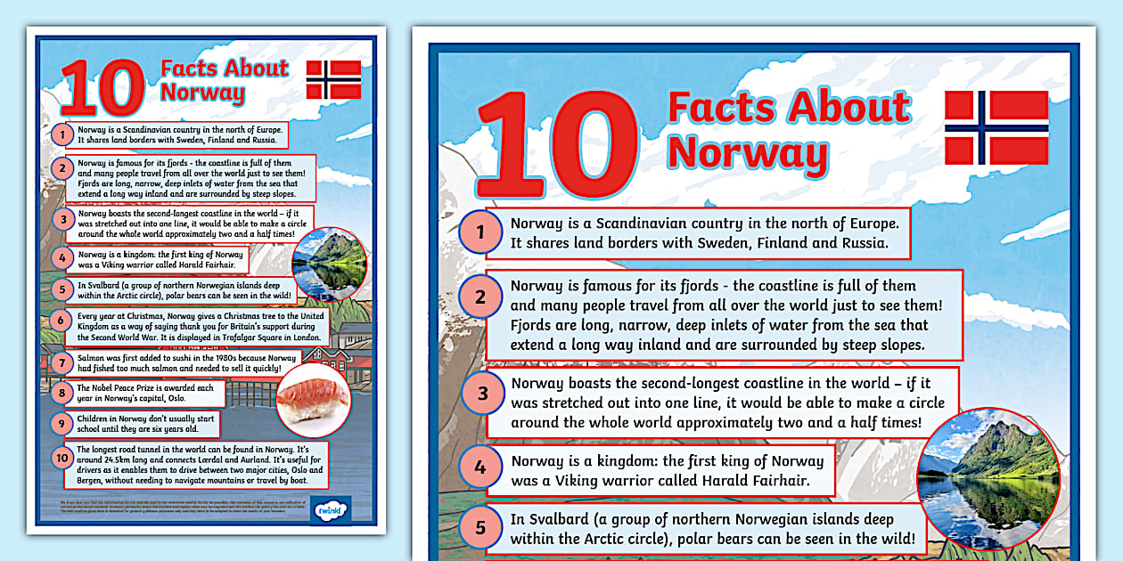 10 Facts About Norway Display Poster (professor feito)