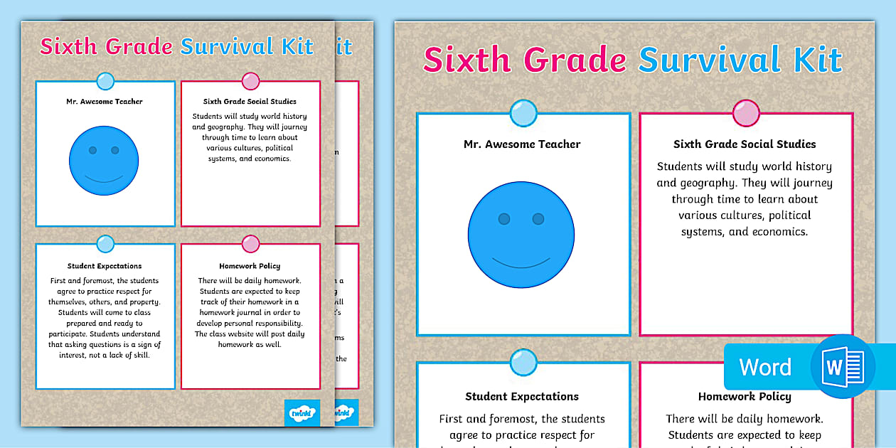 Sixth Grade Survival Kit | Classroom Resource | Twinkl
