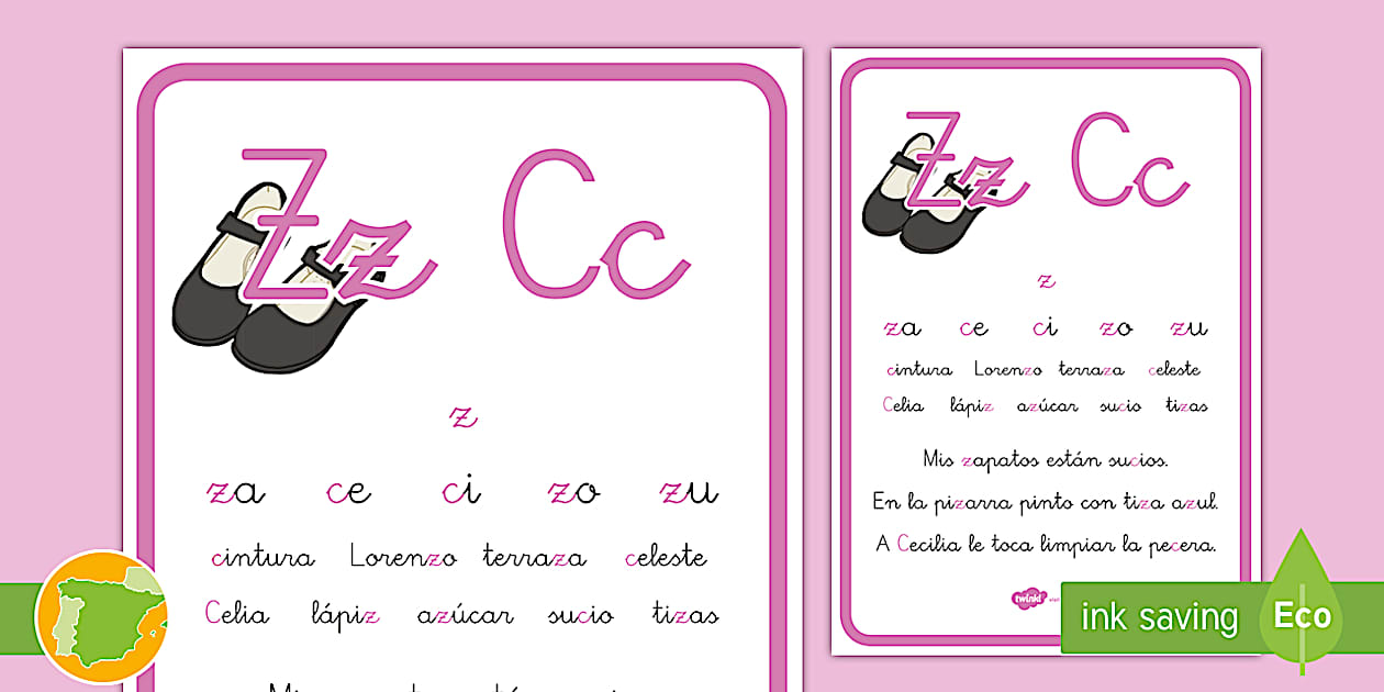 Cartilla de lectura: La letra Z y C (teacher made) - Twinkl