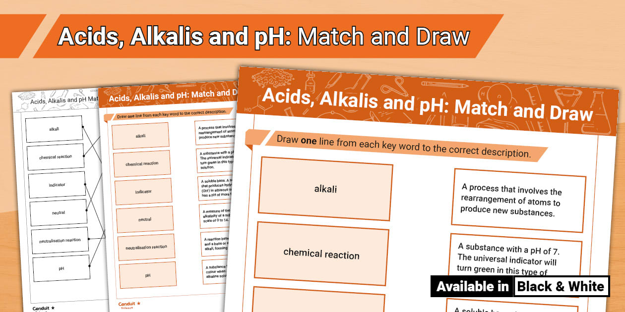 Acids, Alkalis & pH: Match and Draw Activity Sheet