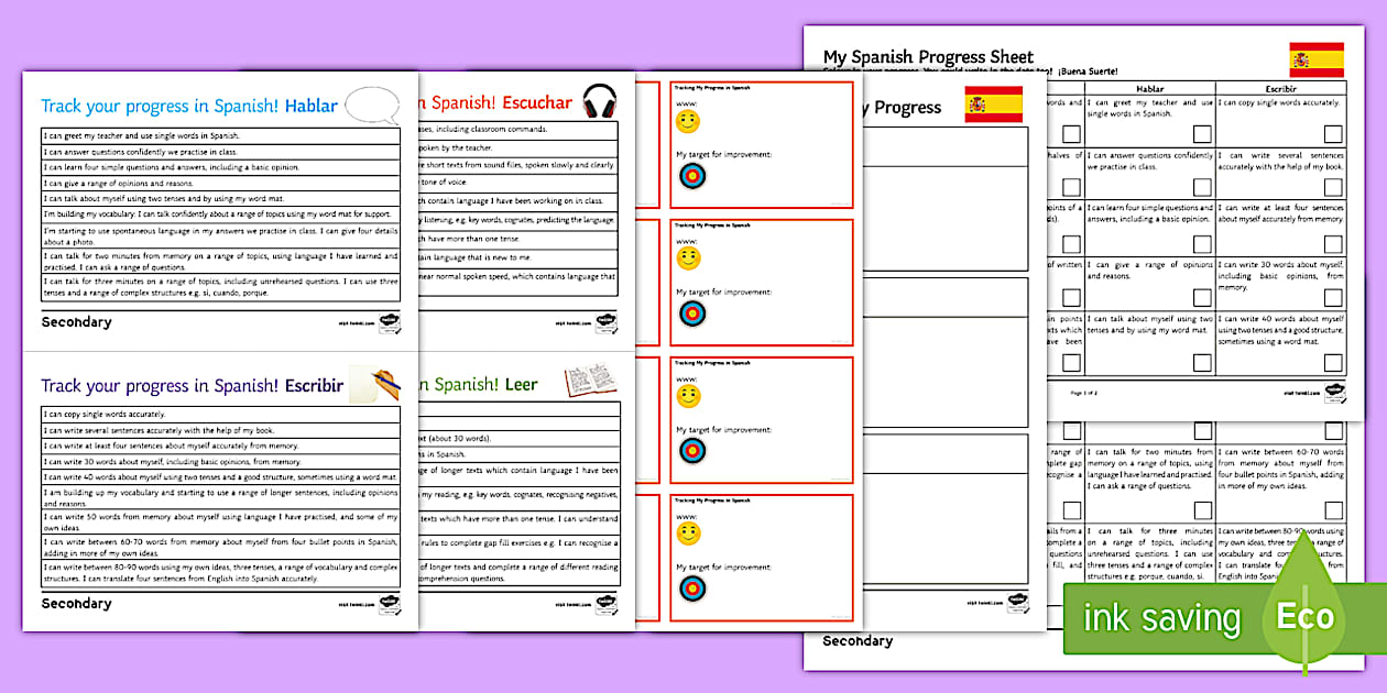 Tracking My Progress Resources Assessment Pack Spanish