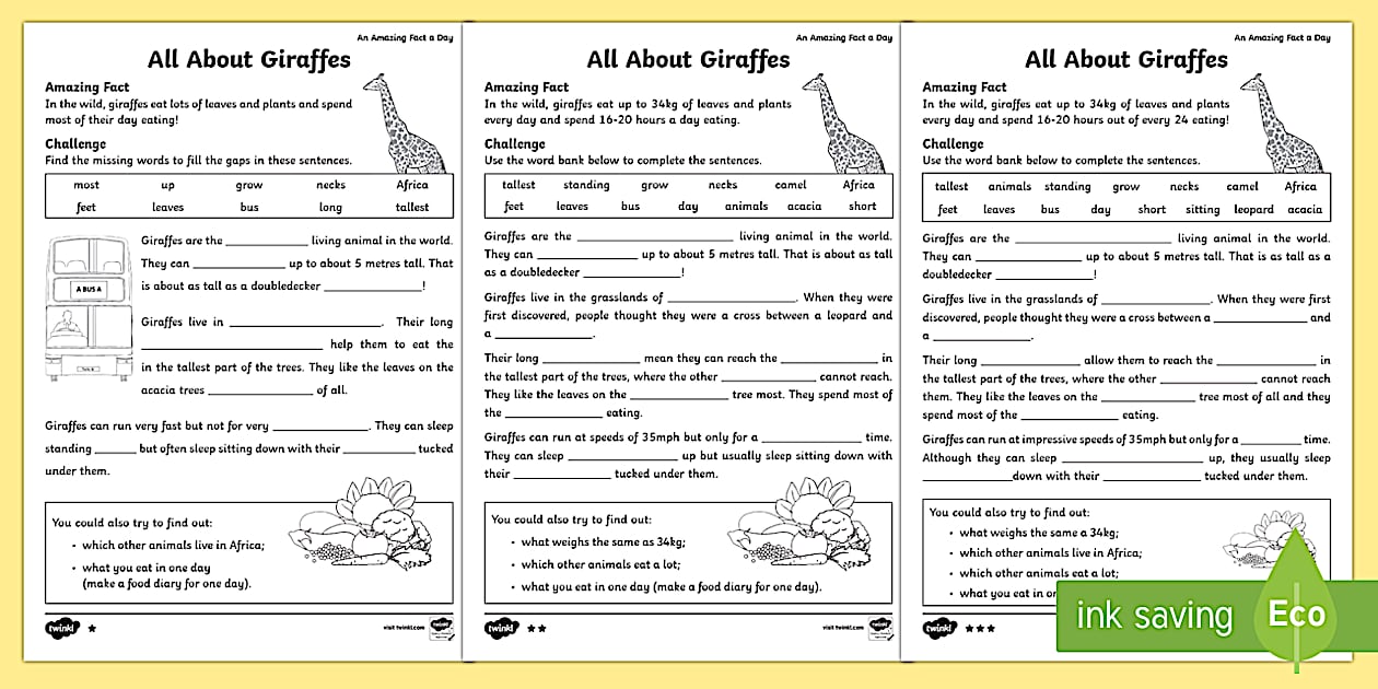 Printable Giraffe Worksheet - Ready made Teaching Resource