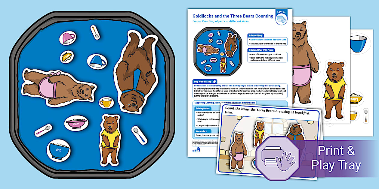 Goldilocks and the Three Bears Play Tray | Print and Play