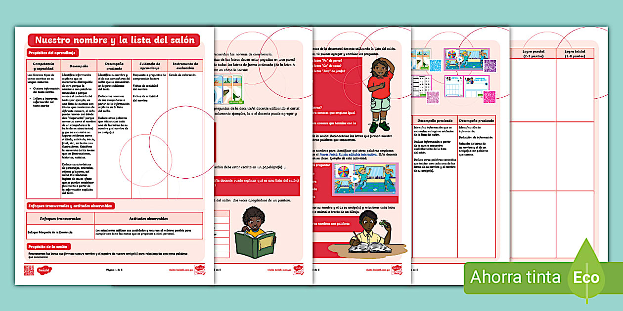 Sesión de aprendizaje 1° - Los nombres del salón