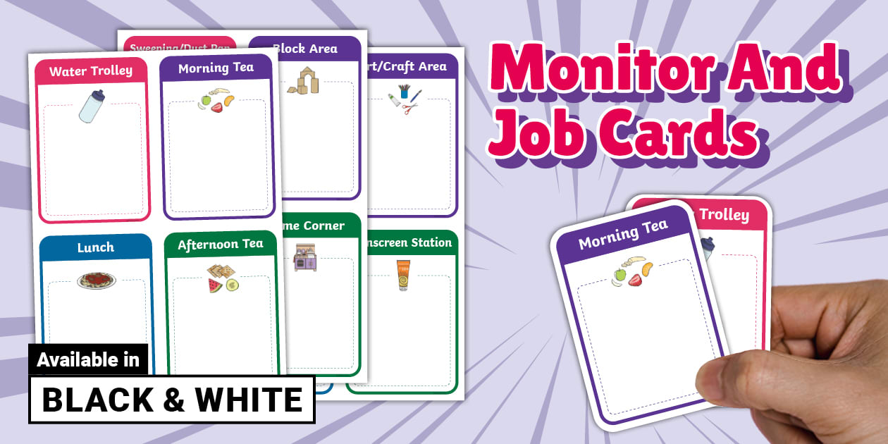 Monitor And Job Cards | Job Chart Cards for the Classroom