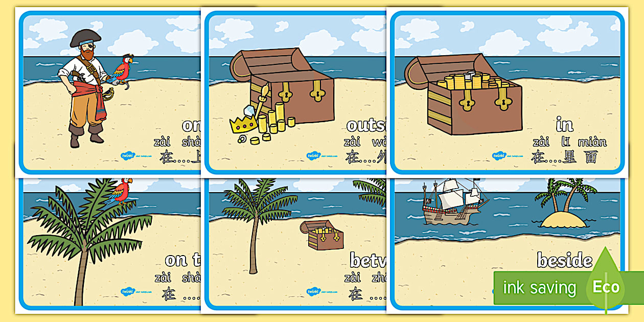 Pirate Positional Language Display Posters English/Mandarin Chinese ...