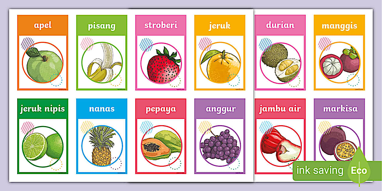 Indonesian Fruit Vocabulary Cards (teacher made) - Twinkl