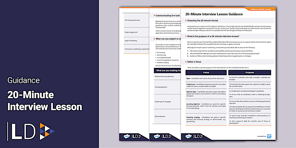 20-Minute Interview Lesson Guidance - SLT - Leaders - Twinkl