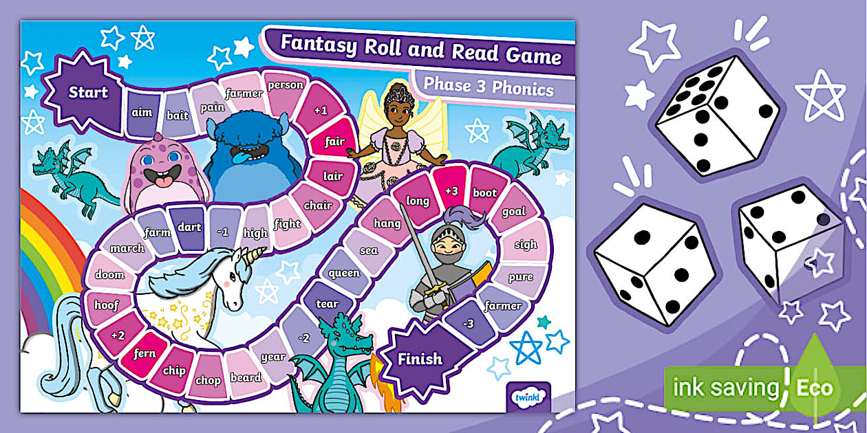 Fantasy Roll and Read Phase 3 Phonics Game (teacher made)