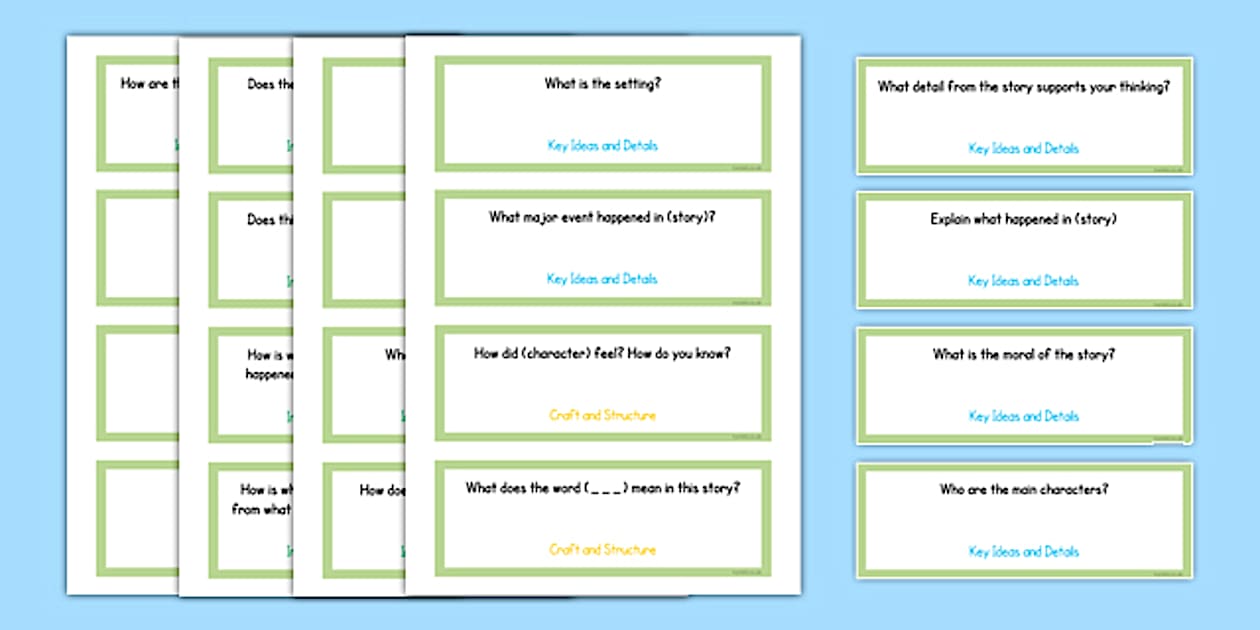 First Grade Reading Literature Editable Question Cards