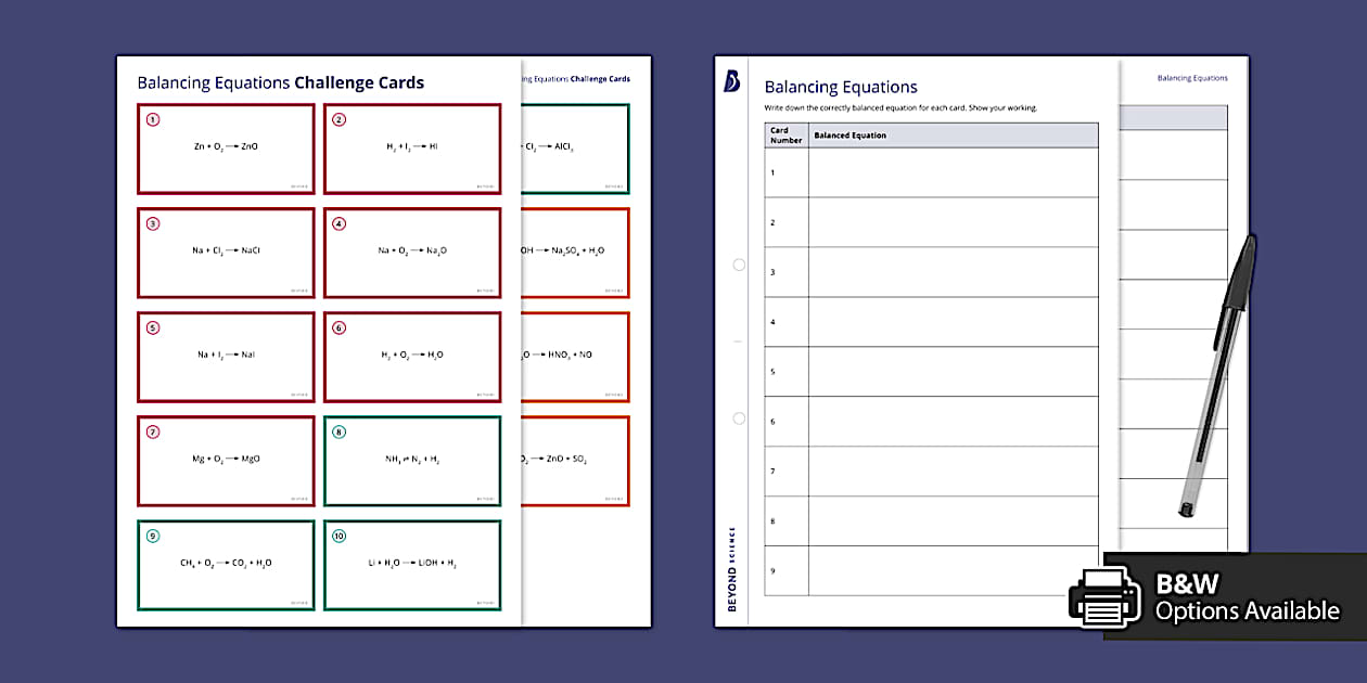 Balancing Equations Challenge (teacher made) - Twinkl