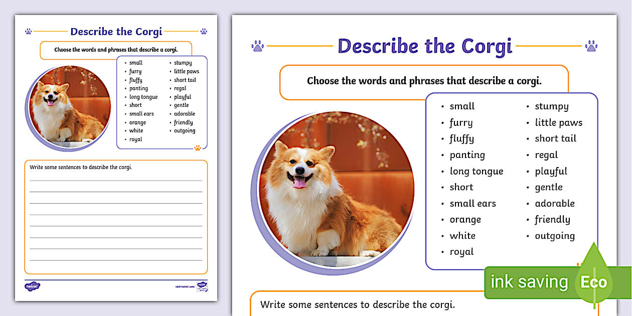 Describe a Corgi Writing Activity