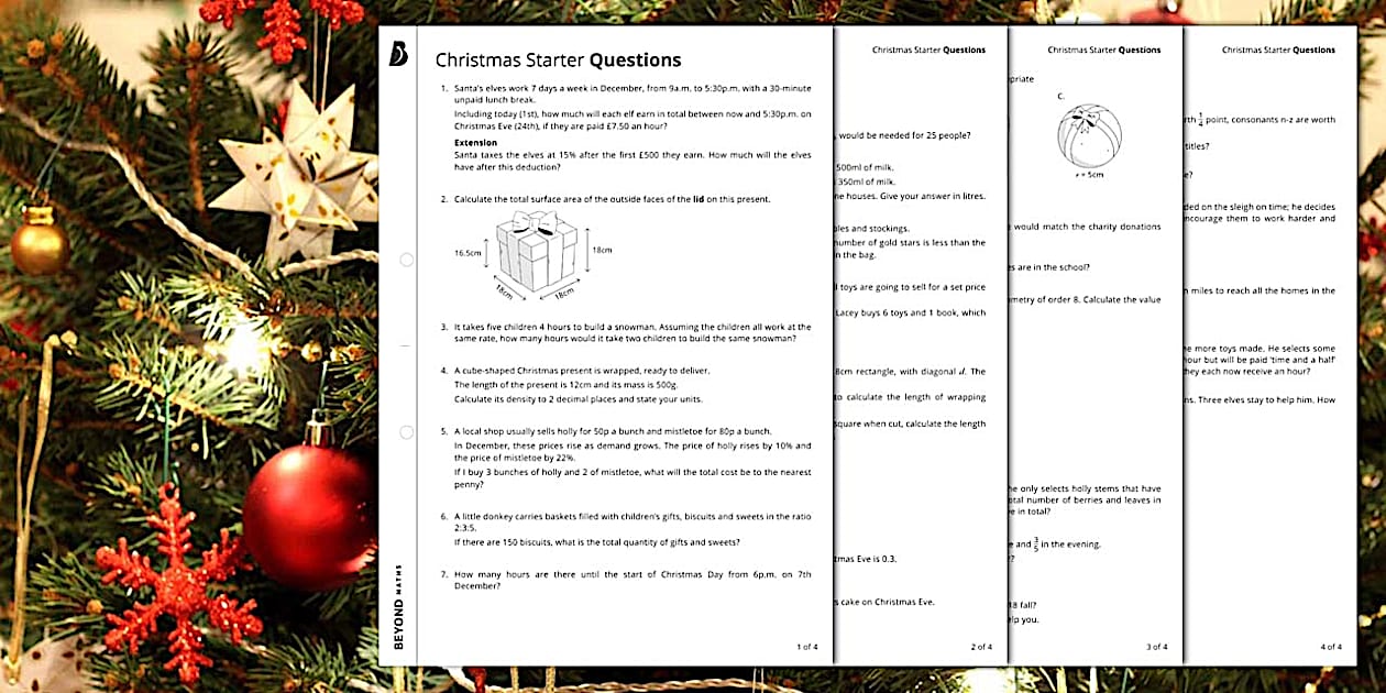 Christmas Maths Quiz KS3 | Beyond (teacher made) - Twinkl