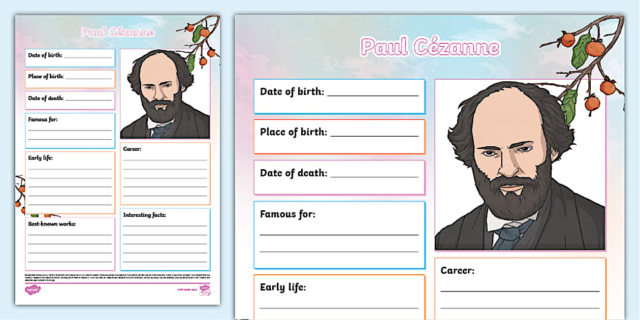 Paul Cézanne Fact File Template (teacher made) - Twinkl