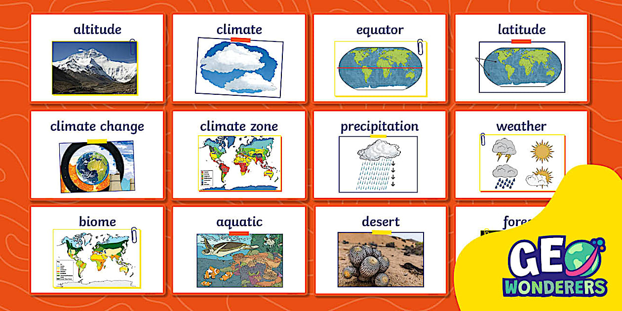 GeoWonderers:KS2 Climate Zones & Biomes Key Vocabulary Cards