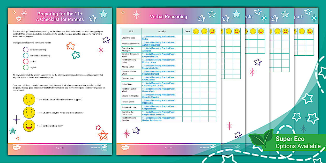11+ Preparation Checklist for Parents (teacher made)