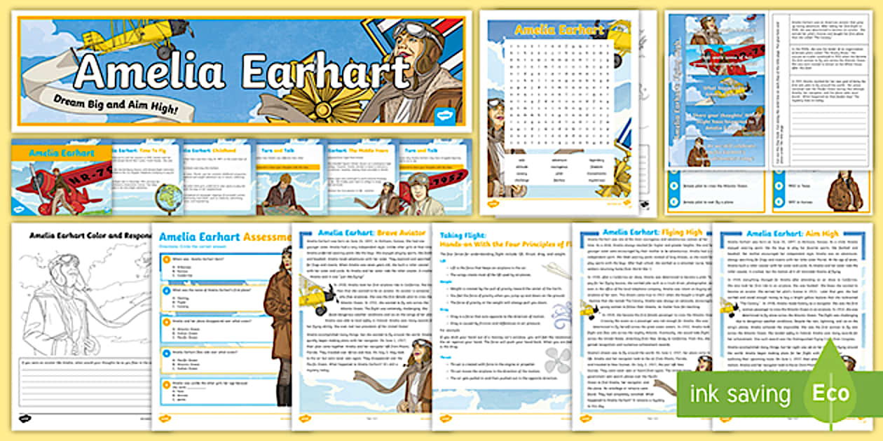 Colorful Amelia Earhart Worksheets Pack | Twinkl USA