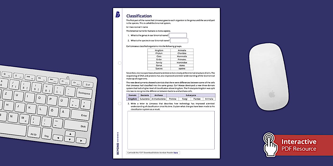 Classification Worksheet - Interactive - Twinkl