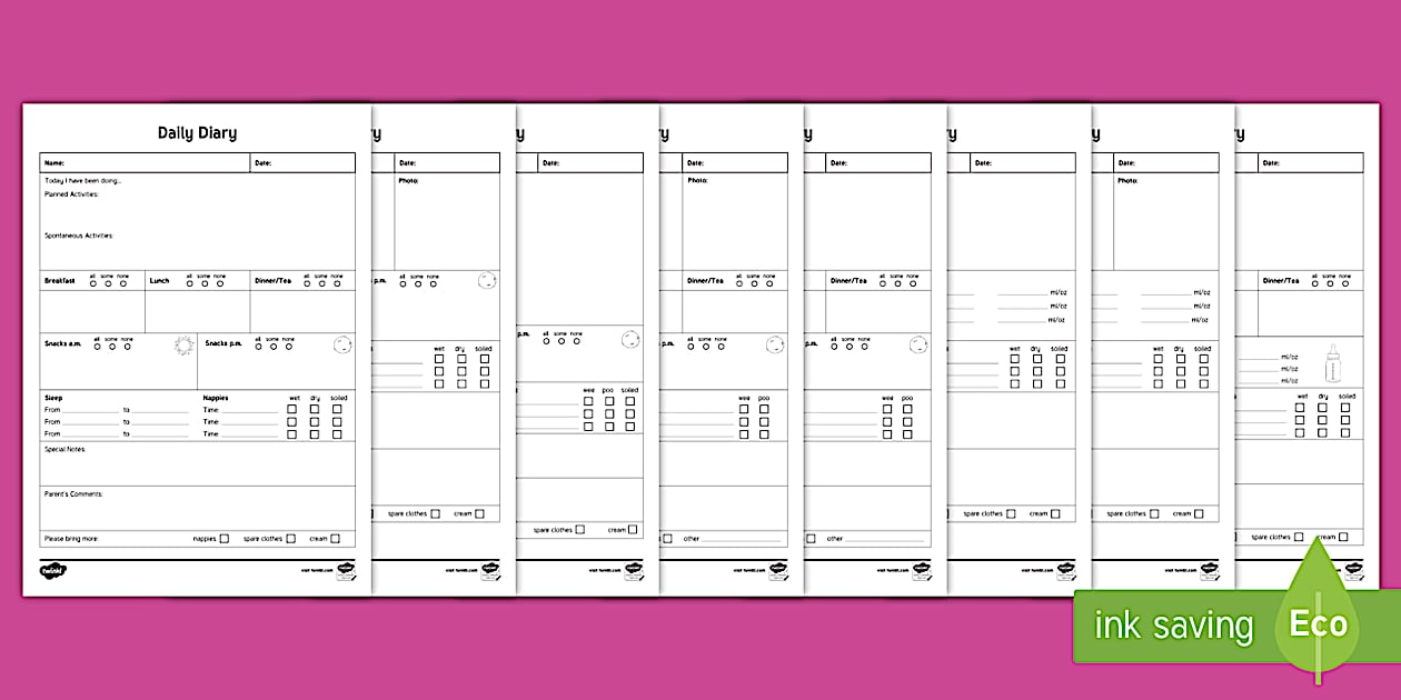 Editable Daily Care Sheet Resource Pack (teacher made)