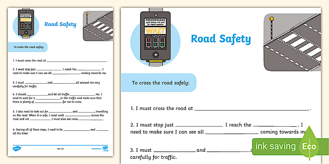 Road Safety Worksheet (Teacher-Made) - Twinkl