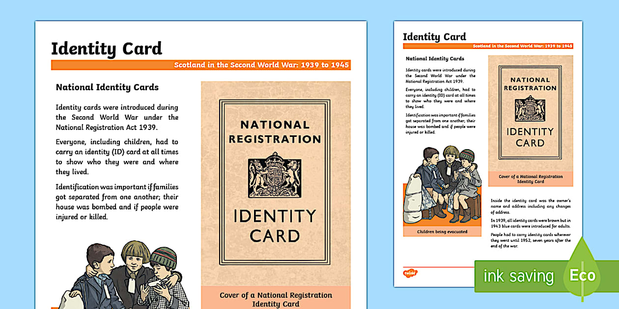 Black and White Scotland in the Second World War Identity Cards Fact File