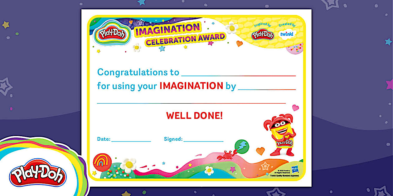 Play-Doh: Imagination Award Certificate