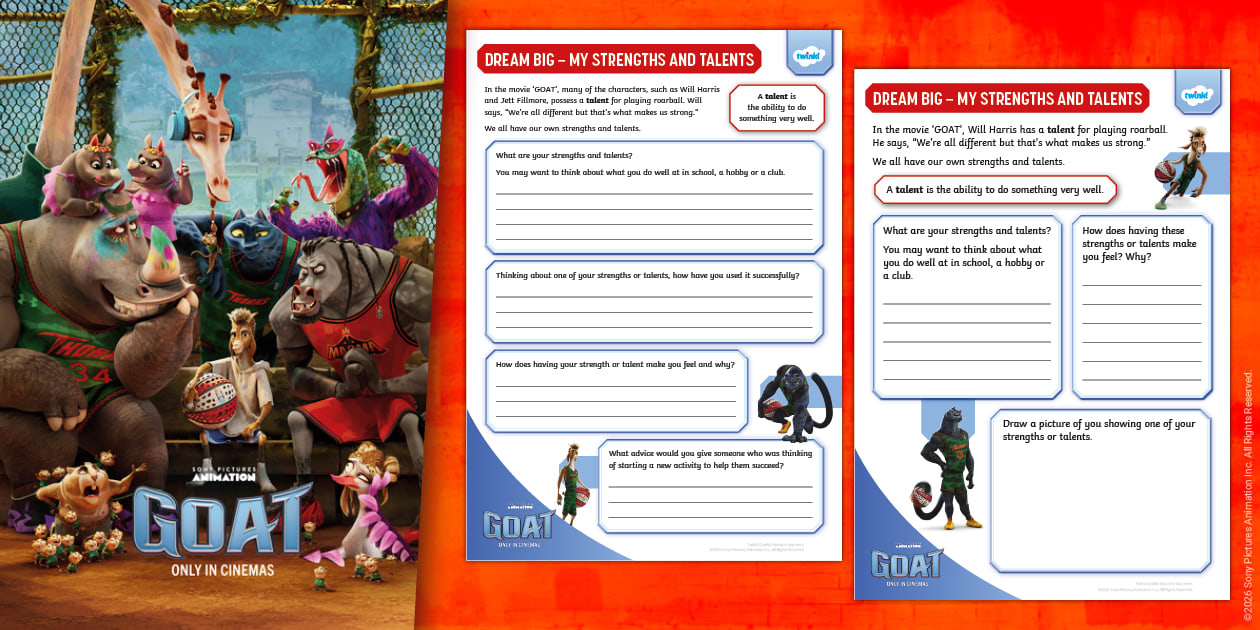 GOAT Movie: Dream Big – My Strengths and Talents Activity