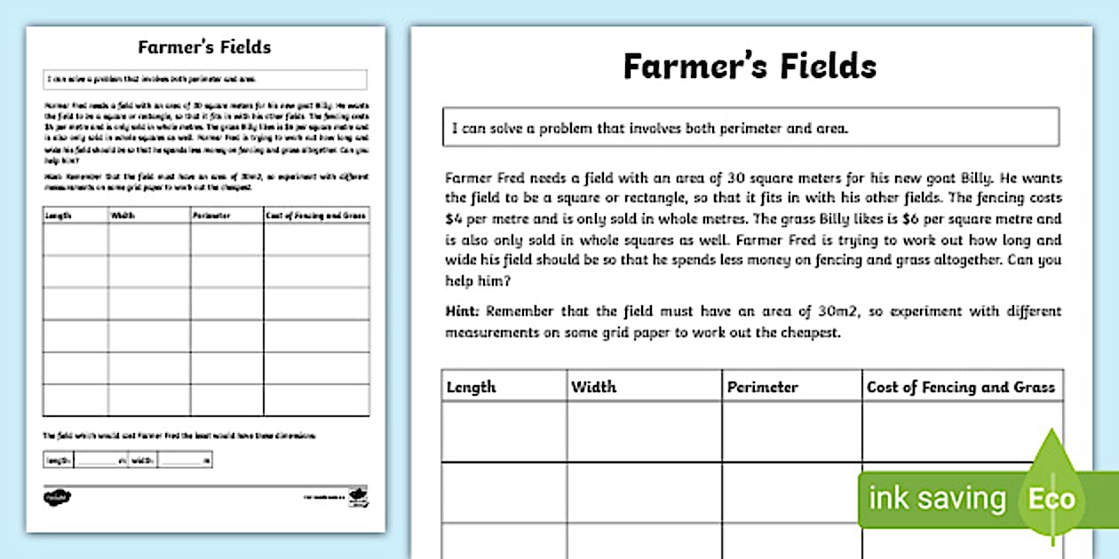 Perimeter and Area Investigation Worksheet (teacher made)