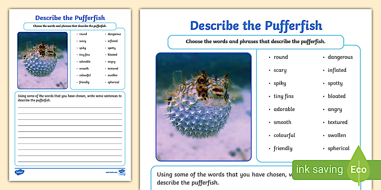 Describe the Pufferfish Writing Activity (teacher made)
