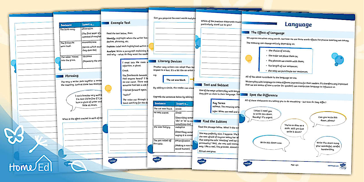 Secondary English Cheat Sheet: Language (teacher made)