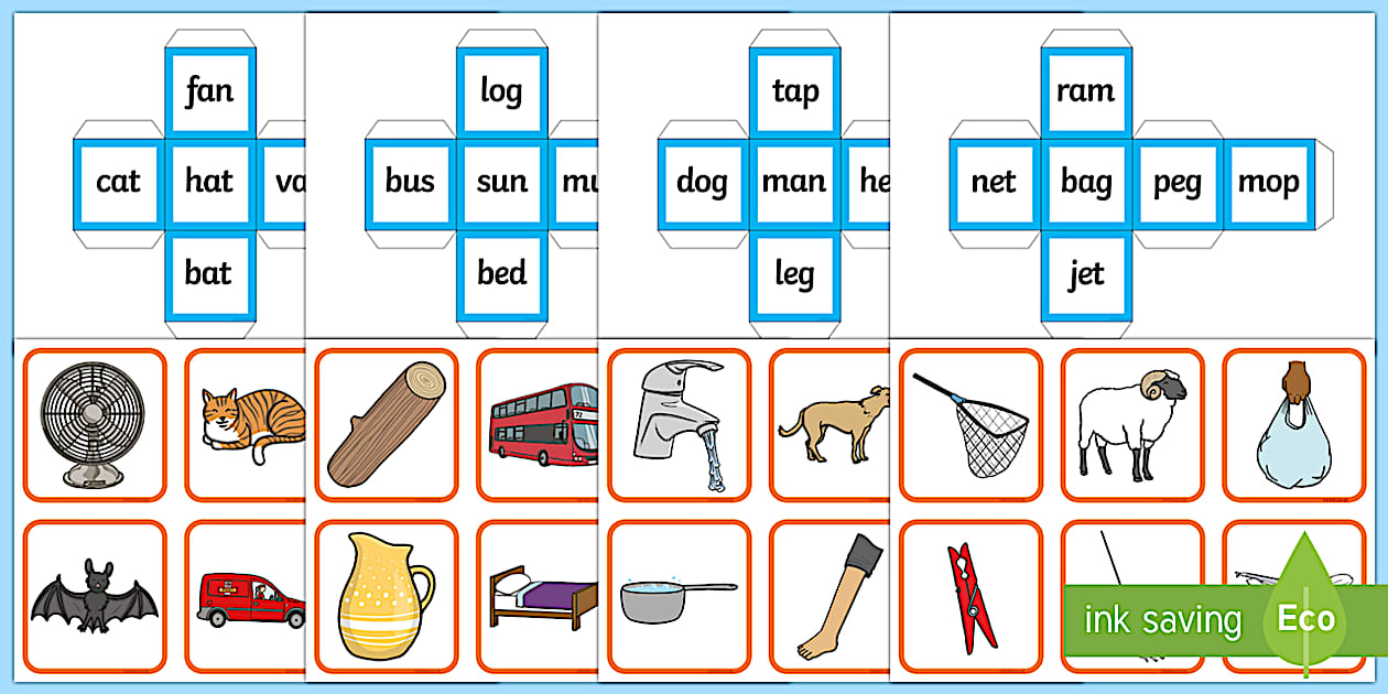 CVC Words Dice Matching Game (teacher made) - Twinkl