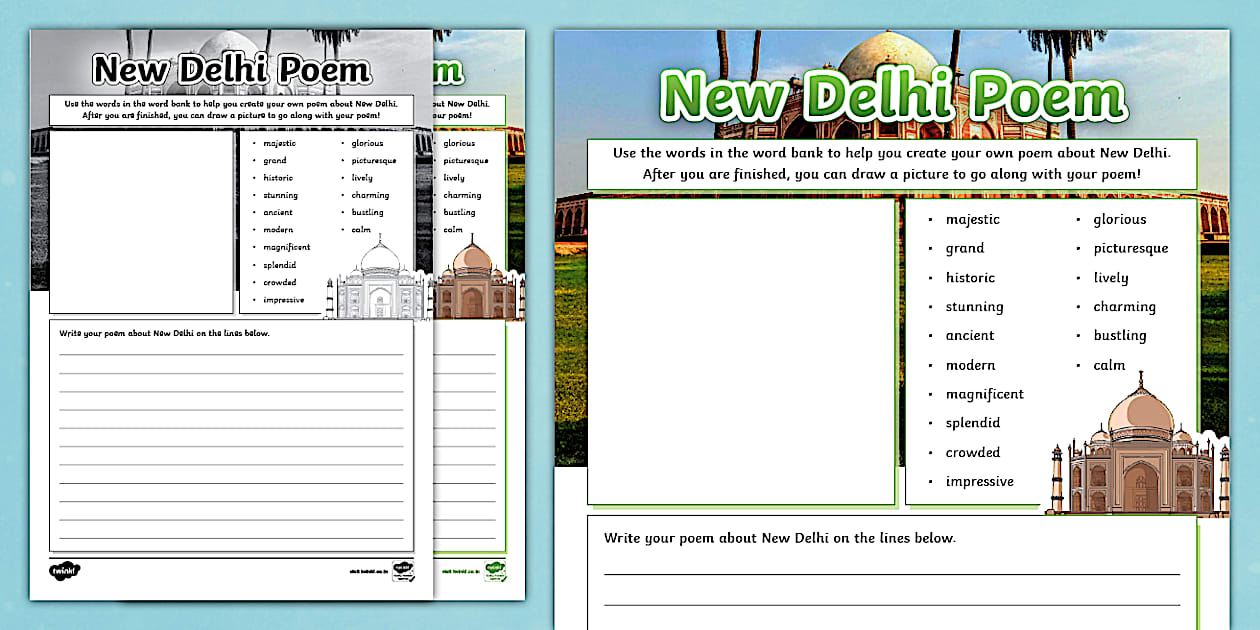 New Delhi Poem Writing Template (teacher made) - Twinkl