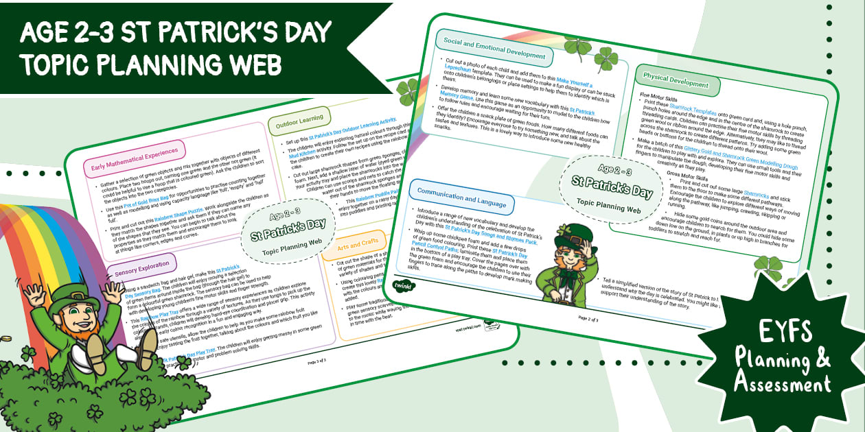 NI EYFS Age 2-3 Topic Planning Web: St Patrick's Day