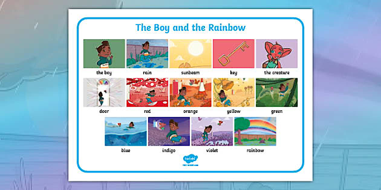 The Boy and the Rainbow Word Mat (teacher made) - Twinkl