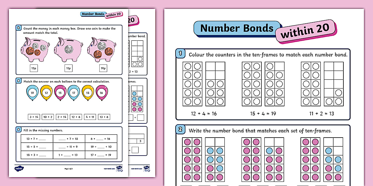 👉 KS1 KIRF Number Bonds within 20 Activity Sheet - Twinkl