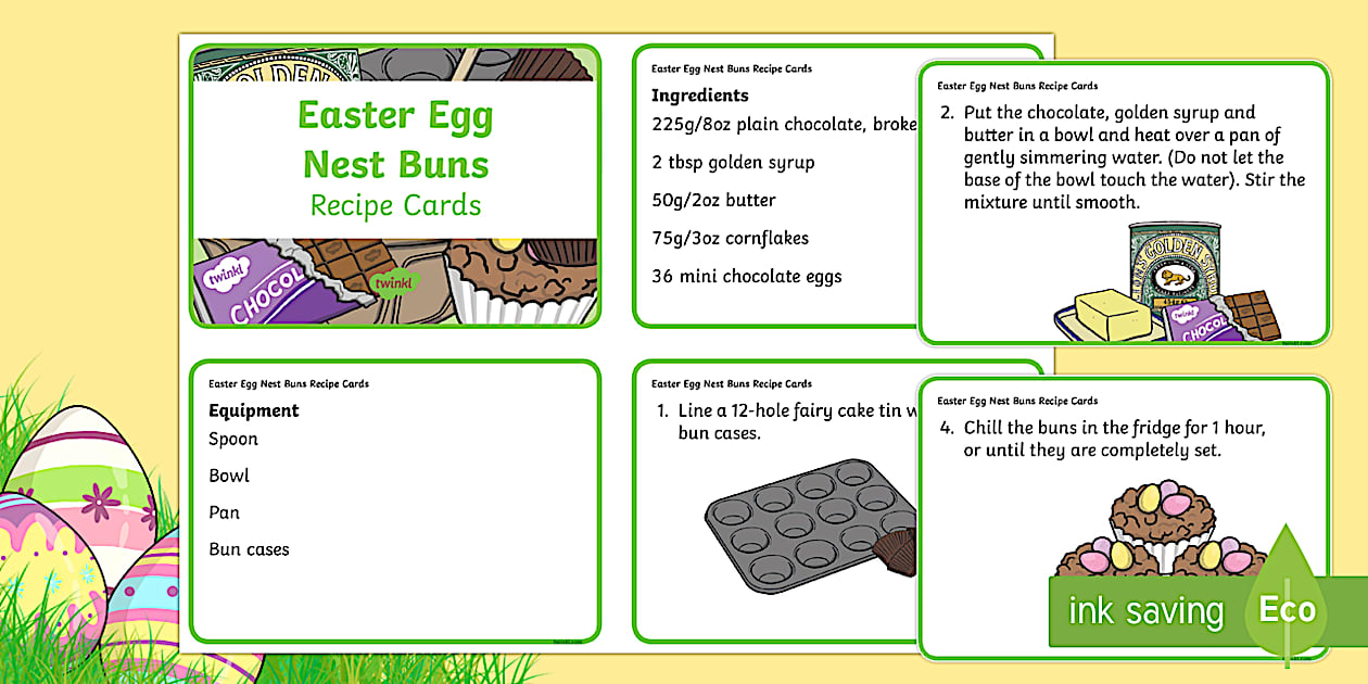 Easter Crispy Cakes Recipe Cards - Twinkl
