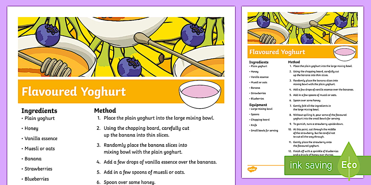 Making Flavoured Yoghurt Procedural Writing Example | PDF