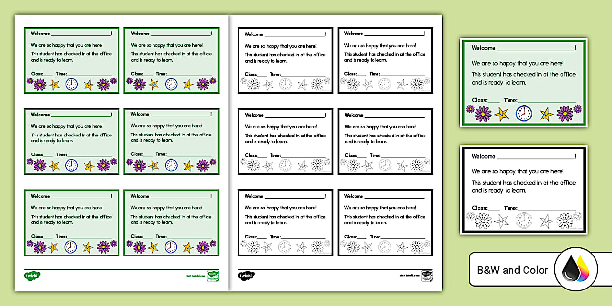 Tardy Slip Template | 8th Grade Resource | Twinkl USA