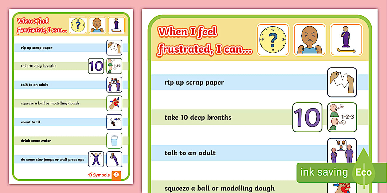 Twinkl Symbols: Frustration Strategies Display Poster