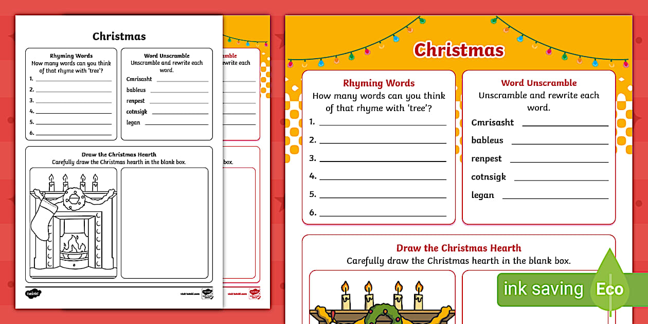 Christmas Boredom Buster Worksheet