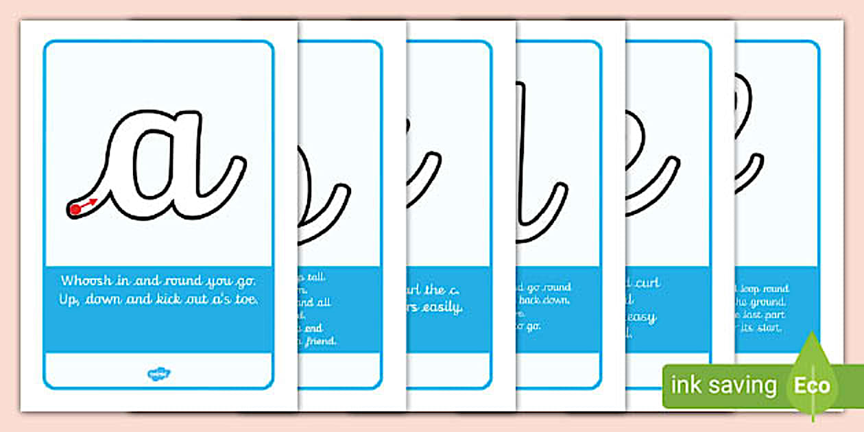 Letter Formation Rhyme Display Posters Cursive - Twinkl
