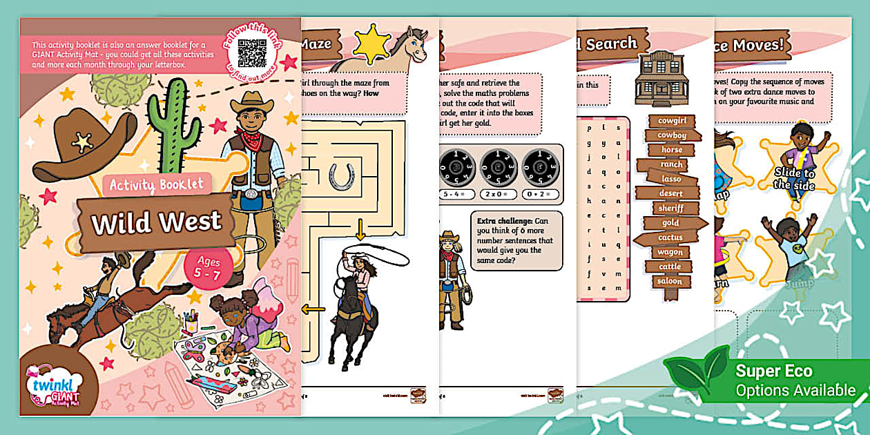 Wild West Themed Booklet Ages 5 to 7 Years (teacher made)