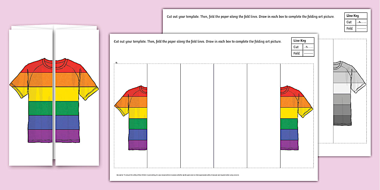 Pride T-Shirt Folding Art Template (teacher made) - Twinkl