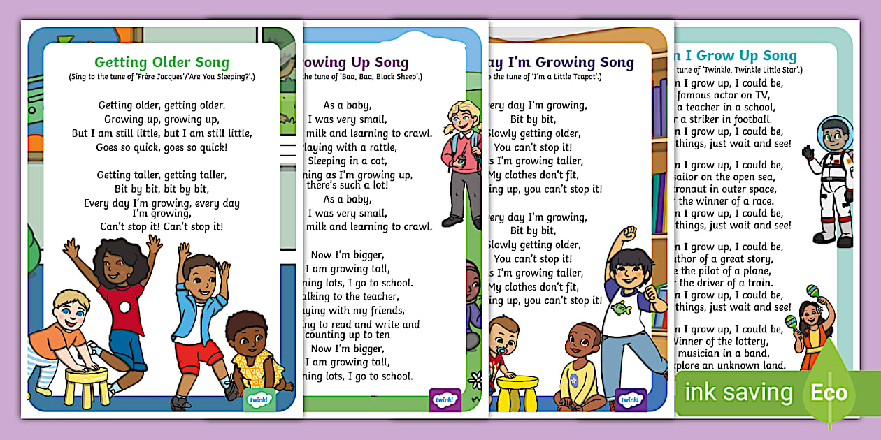 Growing Up Songs and Rhymes Resource Pack (teacher made)