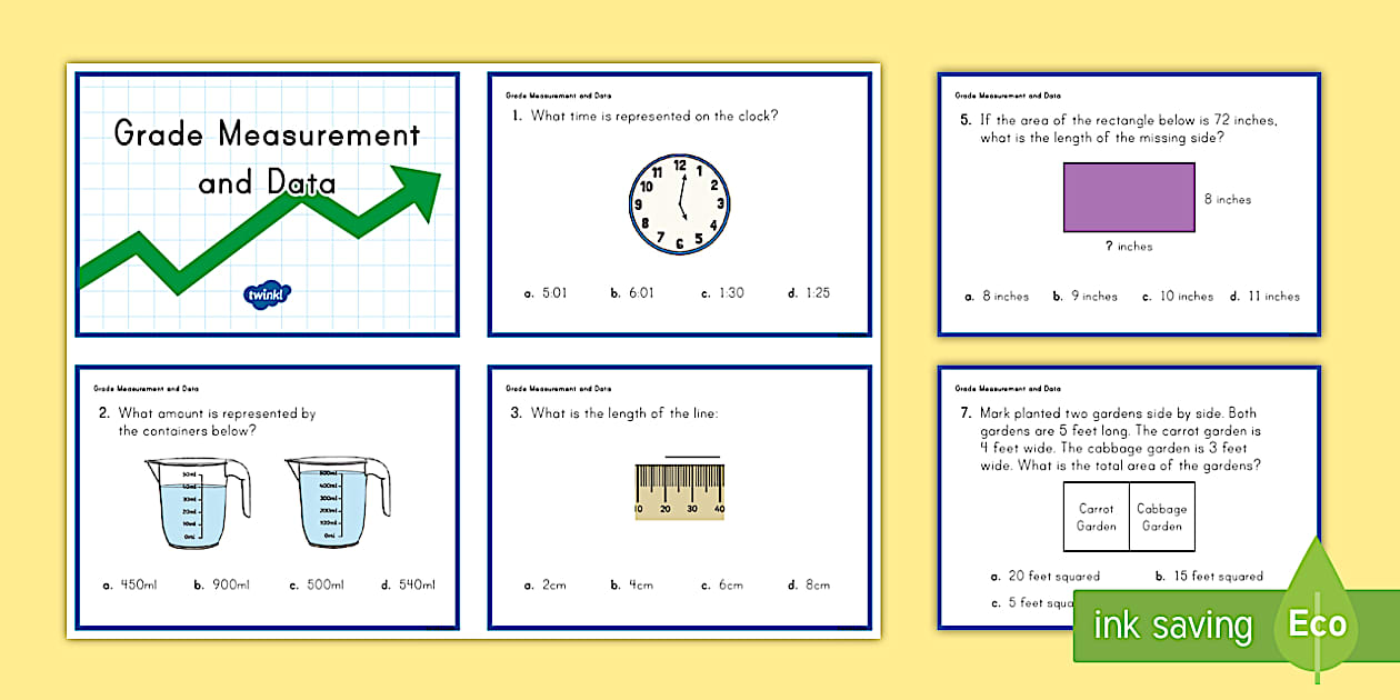 3rd Grade Measurement and Data Online Assessment Practice Activity